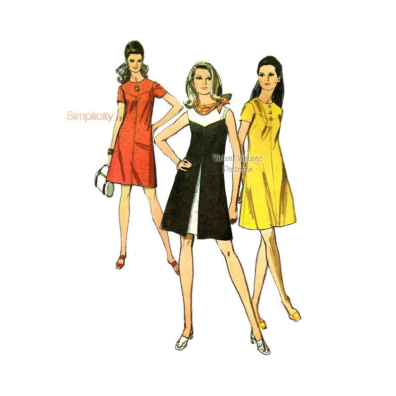 Color Block A Line Dress Pattern, Simplicity 8638 | Virtual Vintage